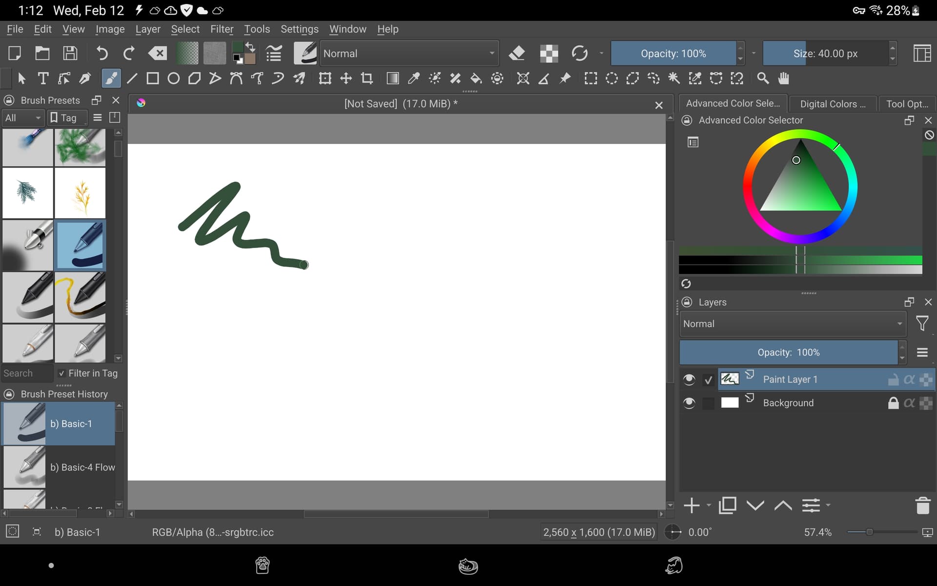 Any way to change the swatch on the color wheel when Krita starts ...
