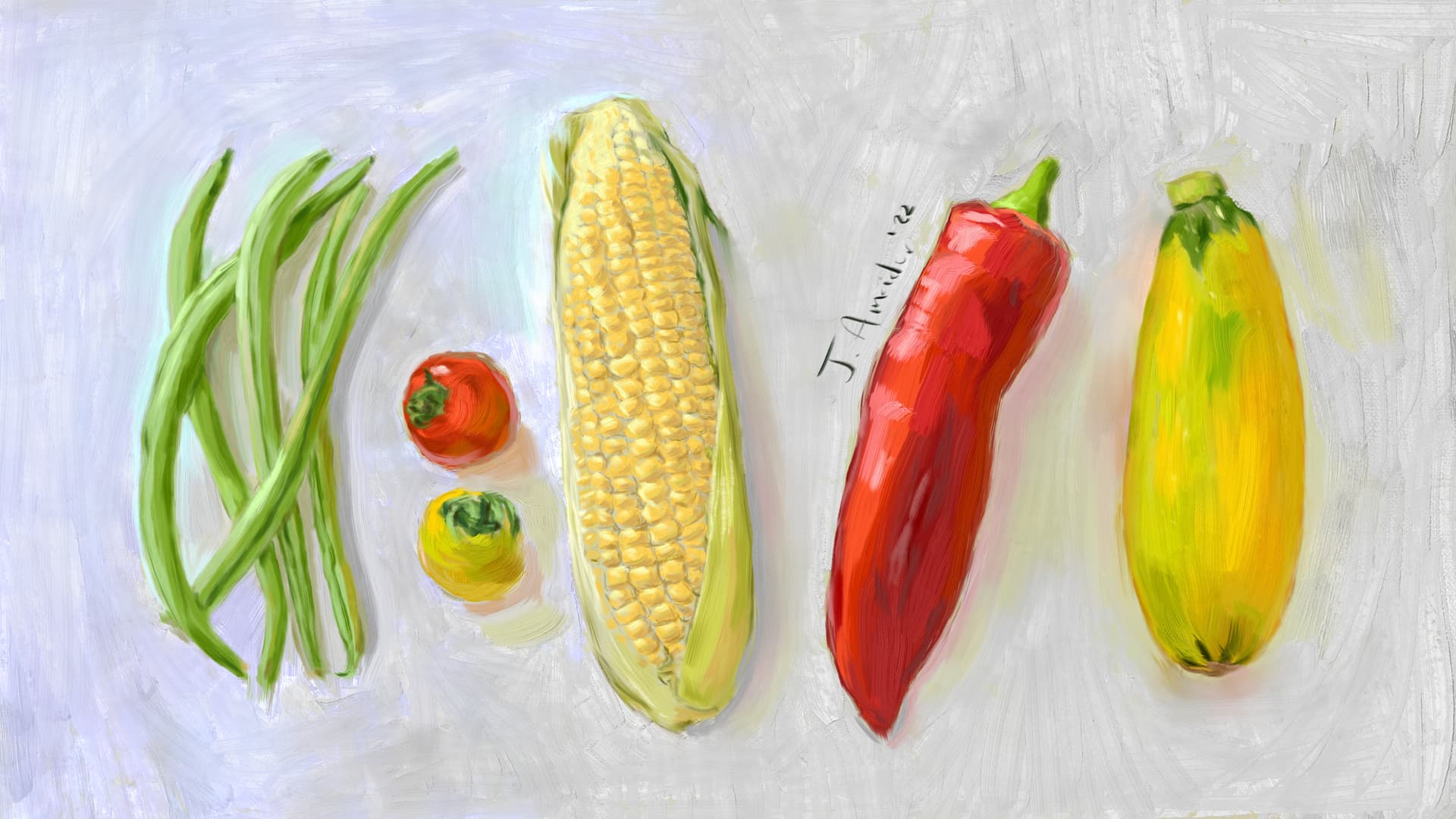 Still Life Oil Painting - Group of Vegetables - Finished Artworks ...