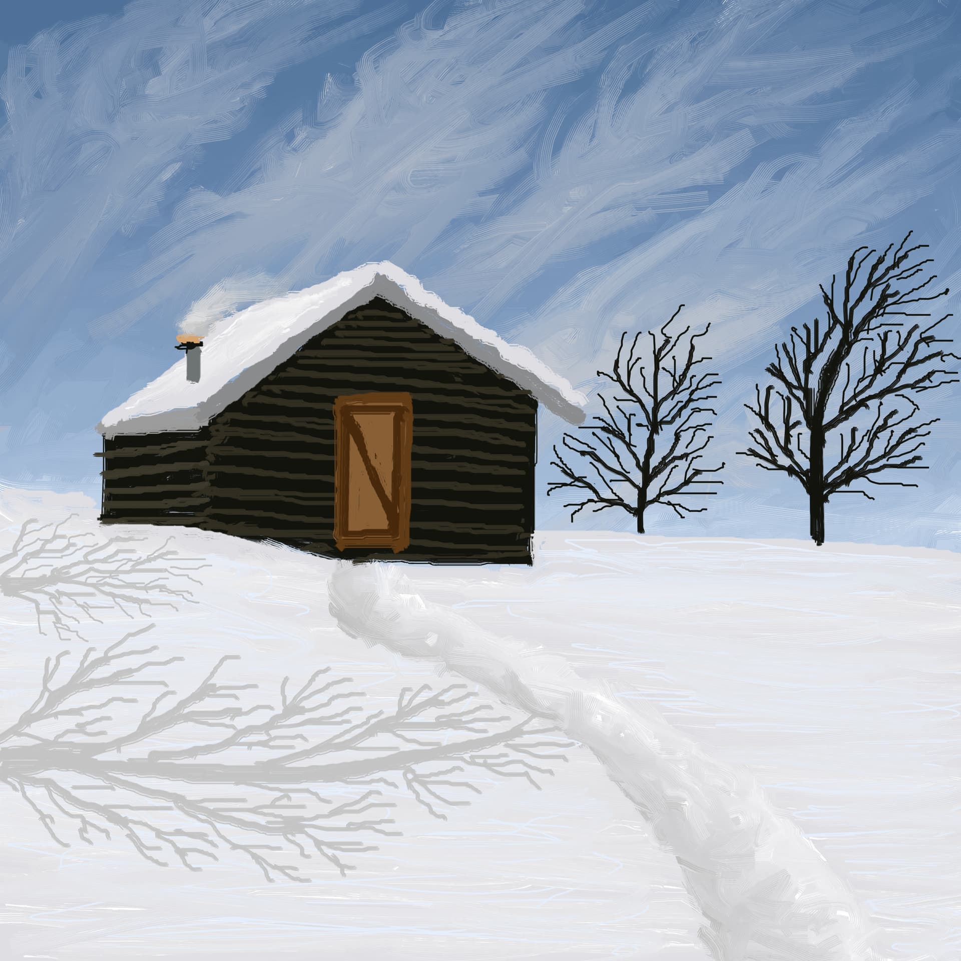 Snowy Cabin Trail - Finished Artworks - Krita Artists
