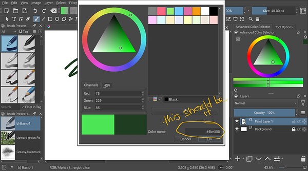 How do I get this color selection wheel vs this featureless triangle ...
