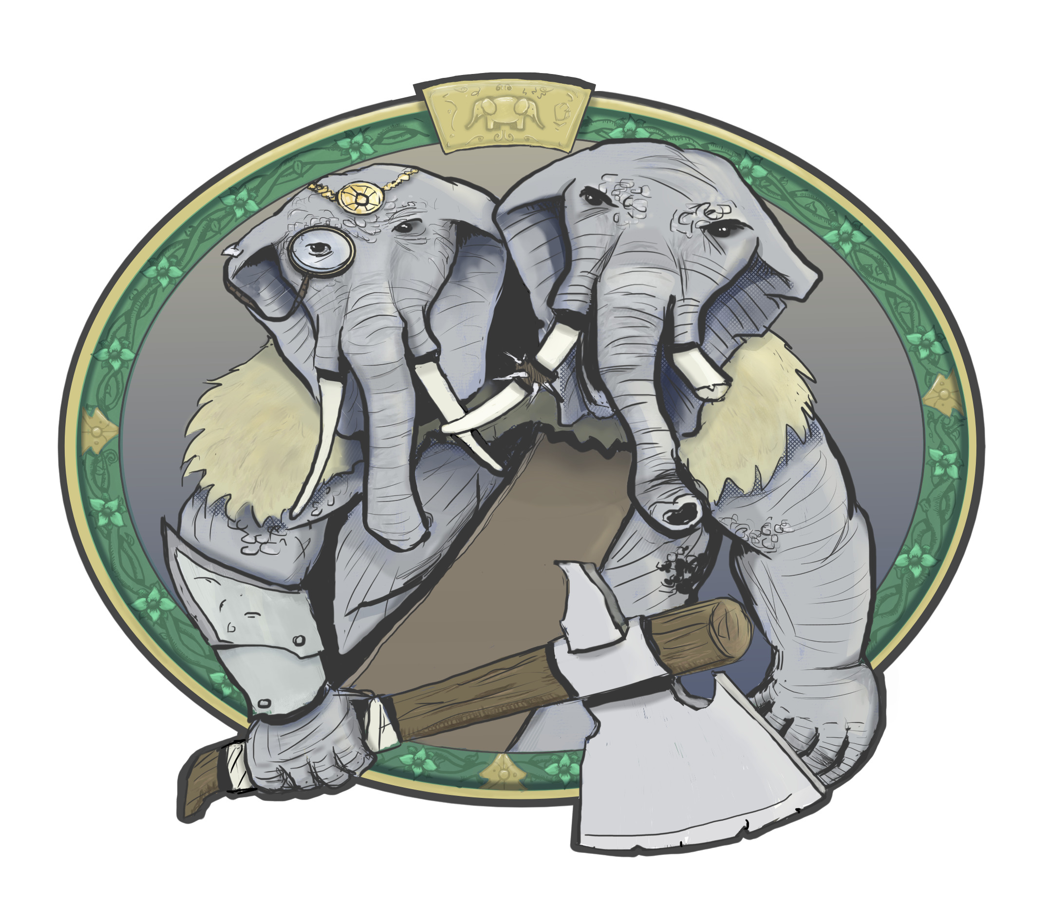 D&D Two headed Loxodon Barbarian - Character portrait - Finished ...