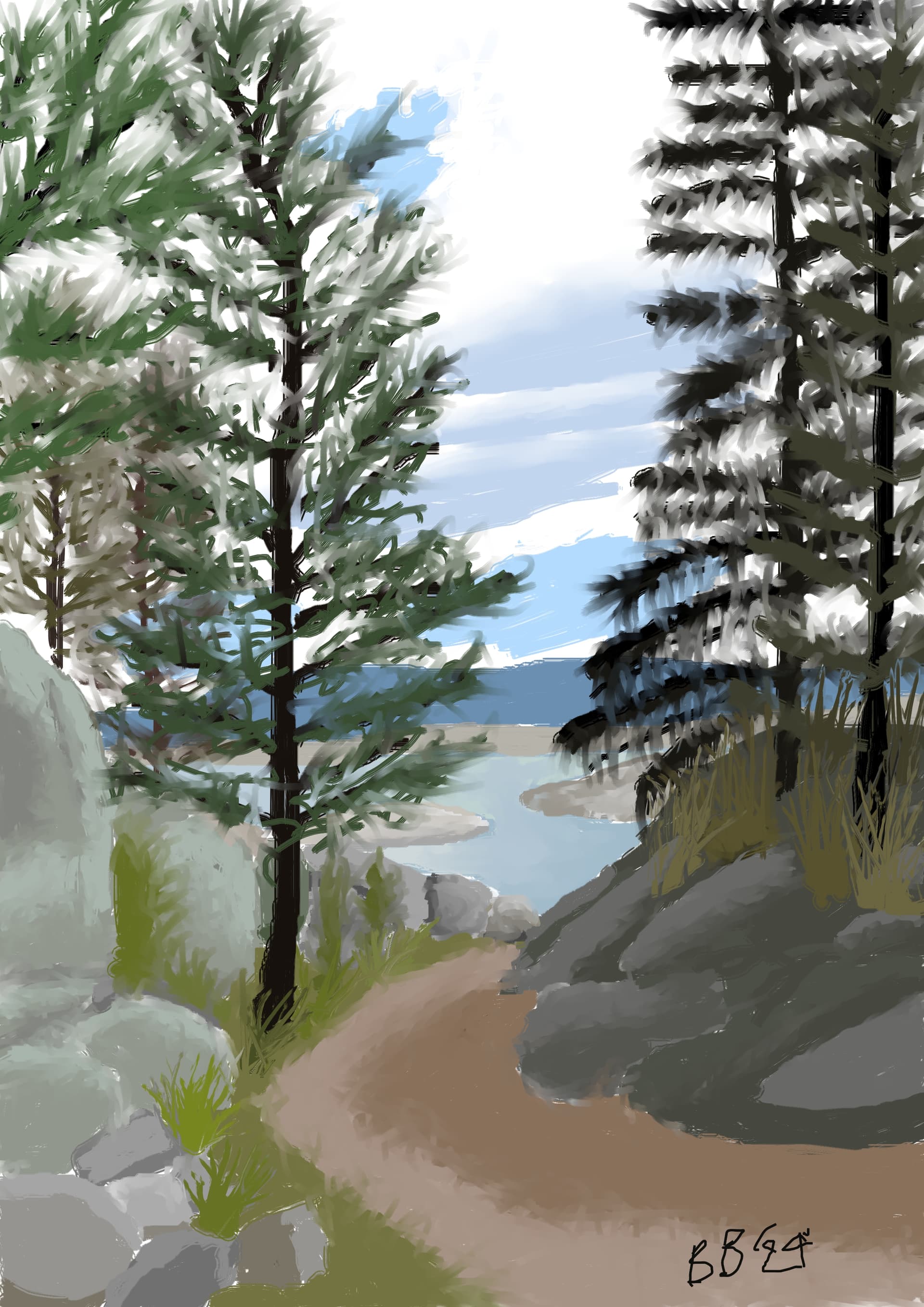 Lake View on the Trail - Finished Artworks - Krita Artists