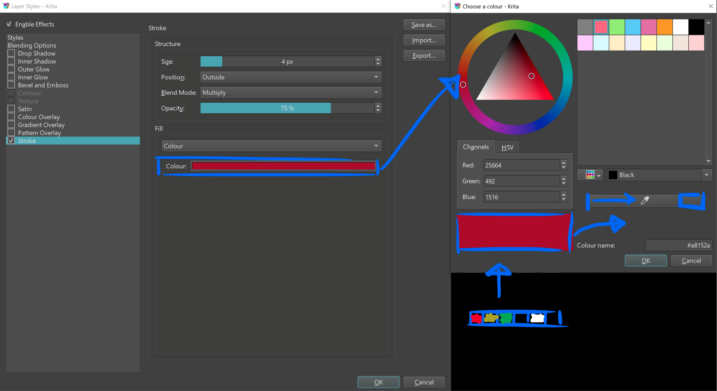 Display recent colours and current fore/ background colours in the ...