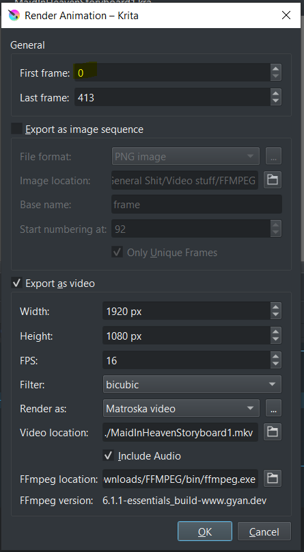 My animation doesn't render. It keeps saying "Failed rendering animation unknown error ...