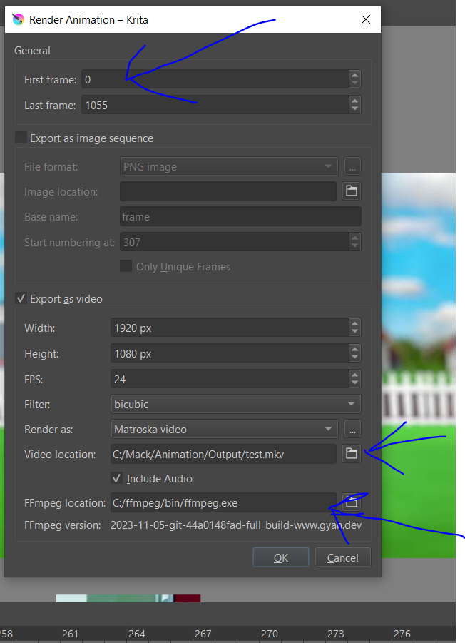 Rendering my animation to mp4 does not work. Krita 5.2 - General ...
