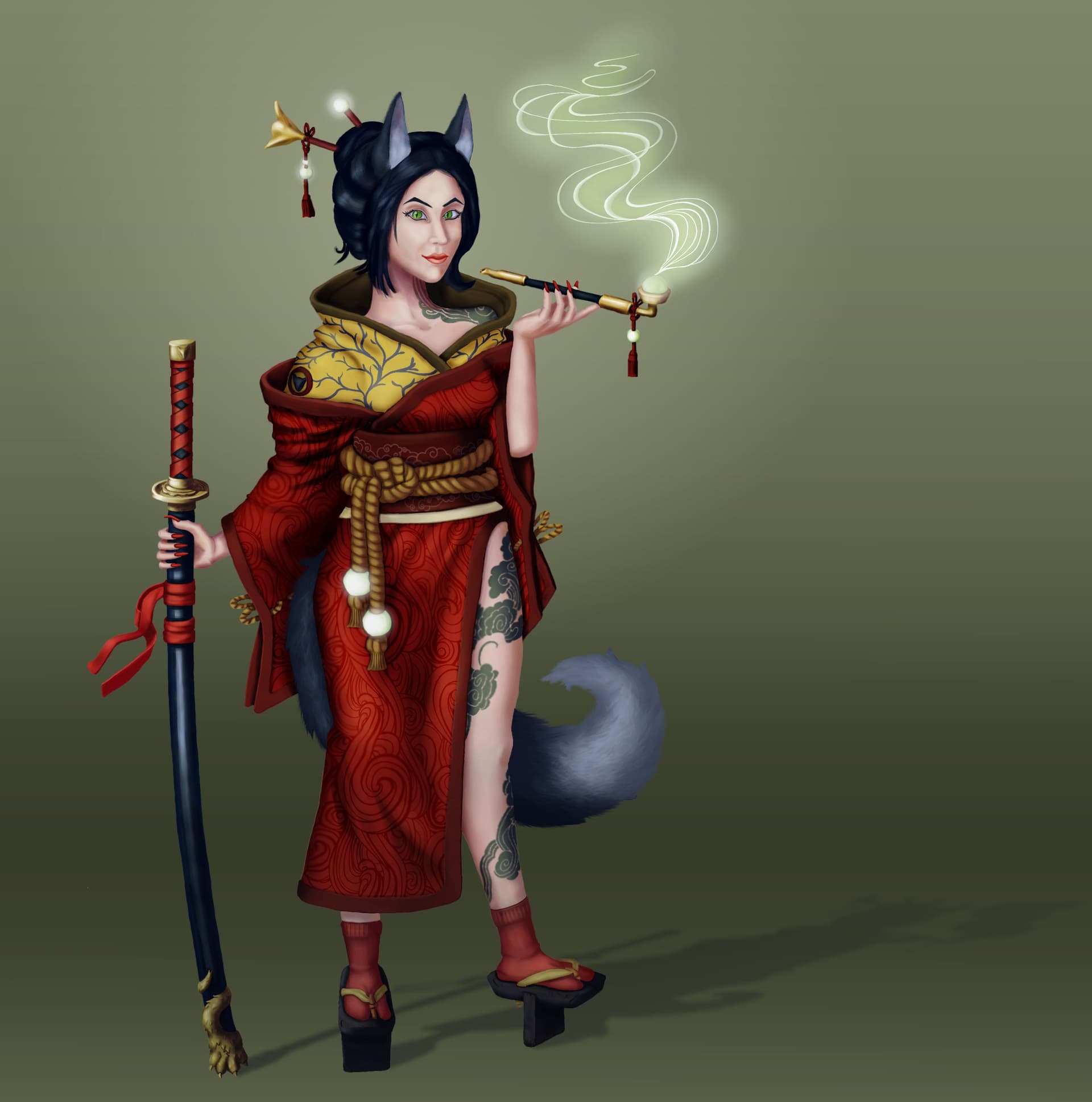 Smoking Kitsune - Finished Artworks - Krita Artists
