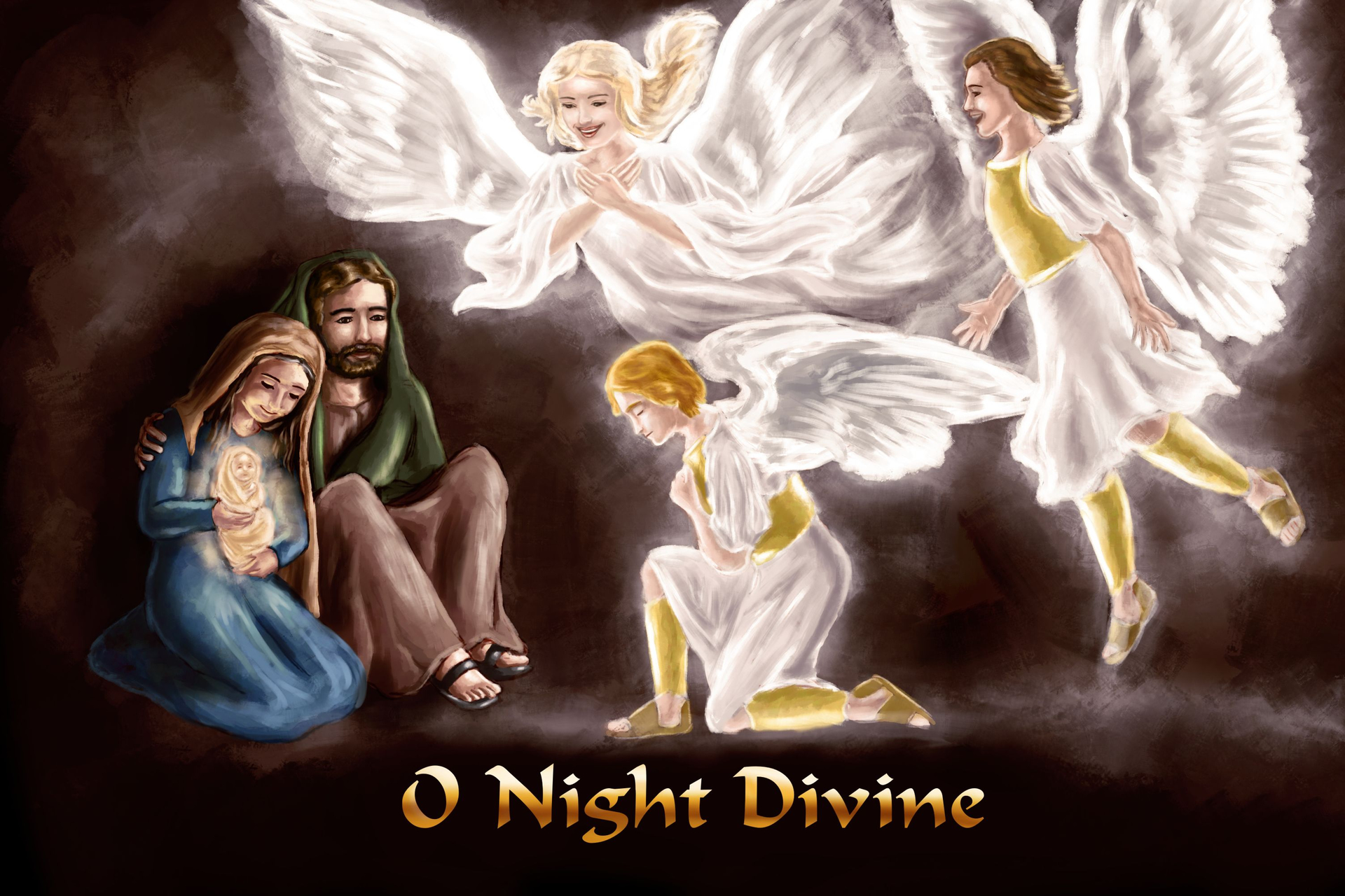 Christmas - Angels adore Him - Finished Artworks - Krita Artists